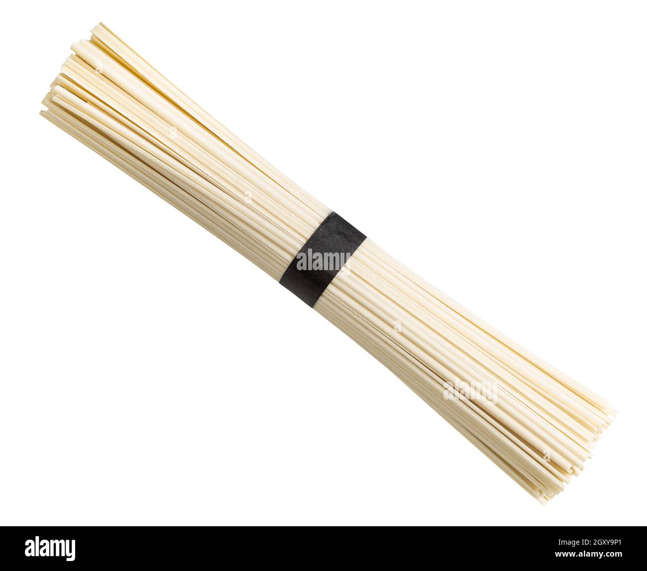 bunch of dried round Udon noodles from wheat flour isolated on white ...