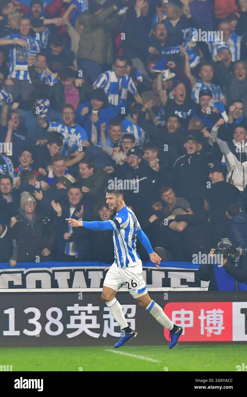 Huddersfield towns christopher schindler celebrates scoring hi-res ...