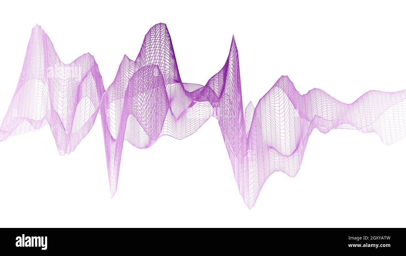 Purple 3d Wireframe Wave Structure Abstract Visualization Of Audio