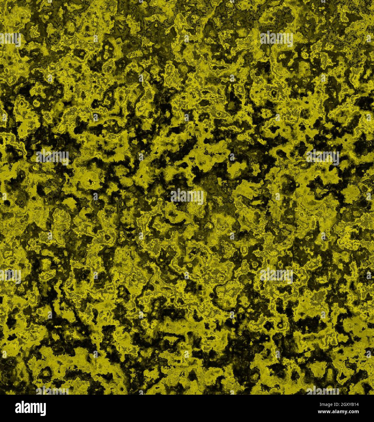 Wavy and haphazard mixing of yellow shades on black canvas. Concept of ...