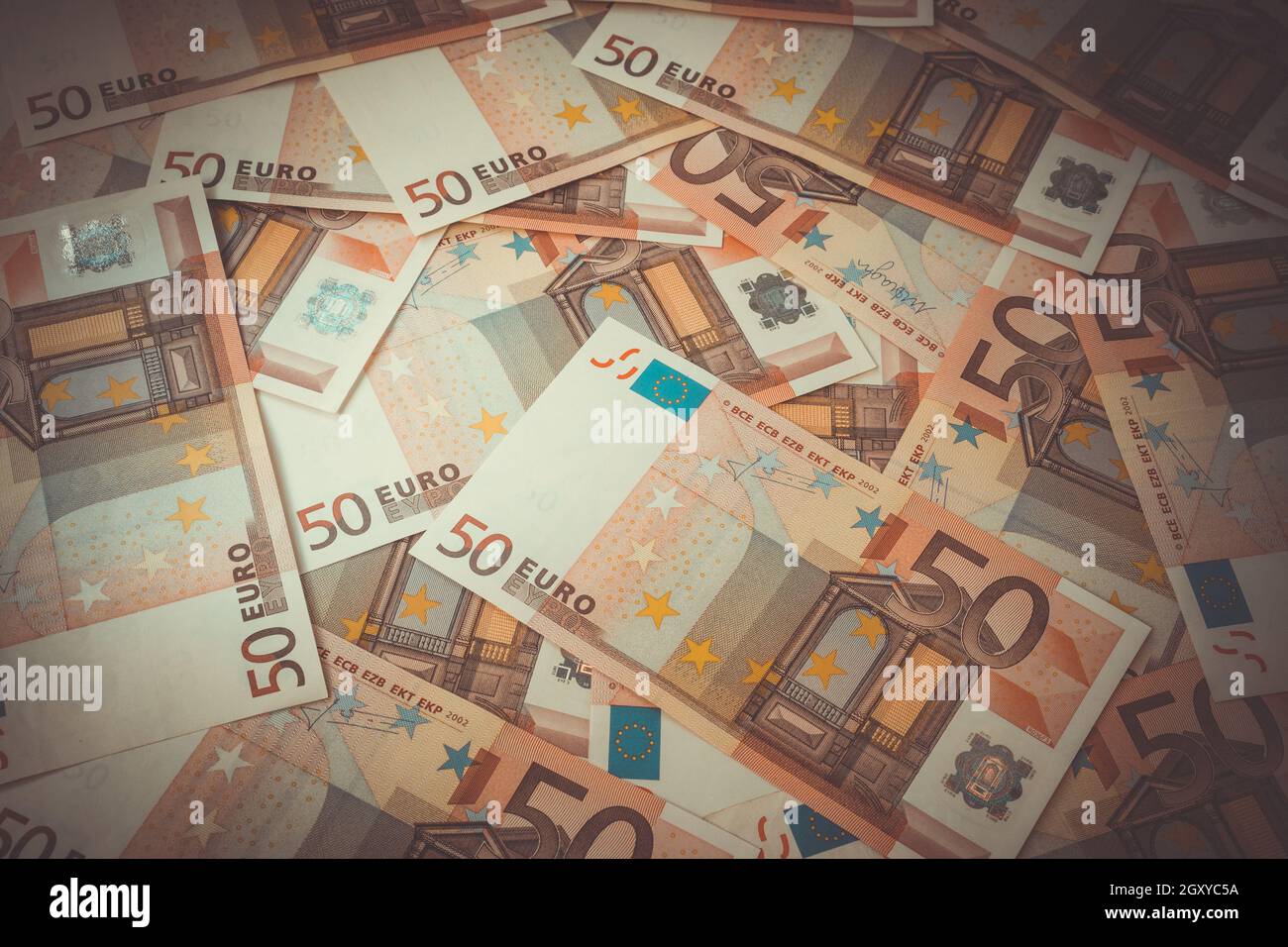 Pile of 50 euro banknotes, european union currency Stock Photo - Alamy