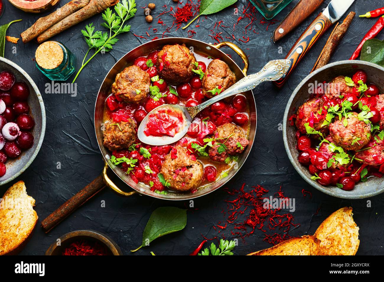 Arabic food lamb kufta spiced with saffron.Appetizing lamb meatballs ...