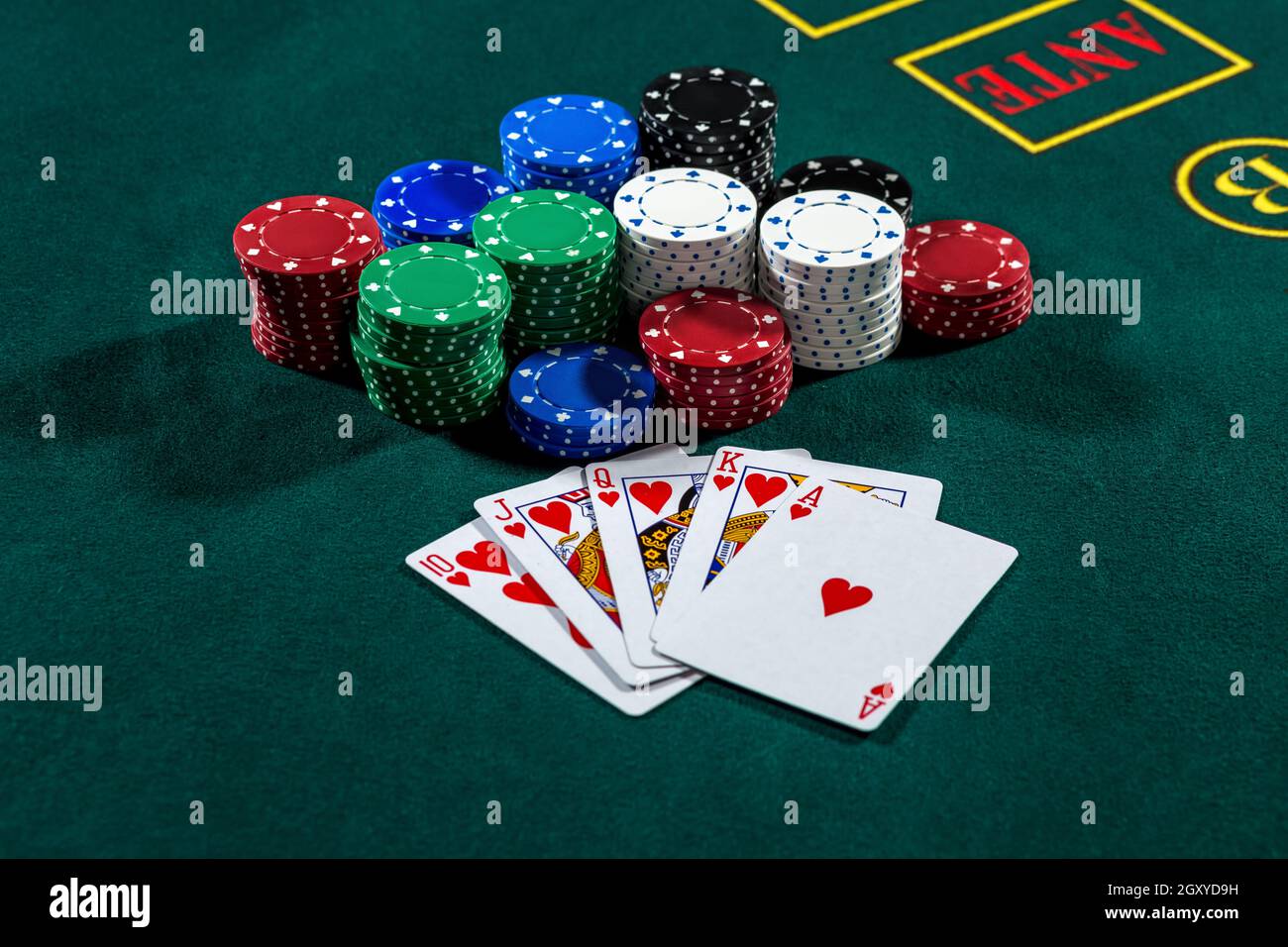 Poker play. Chips and cards Stock Photo - Alamy