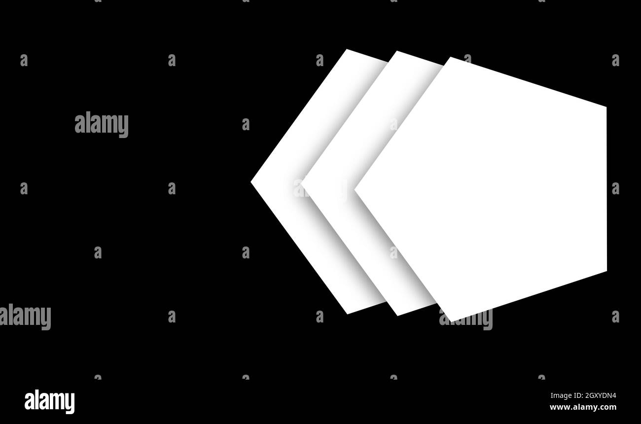 three pentagons overlapping on each other in the black isolated ...