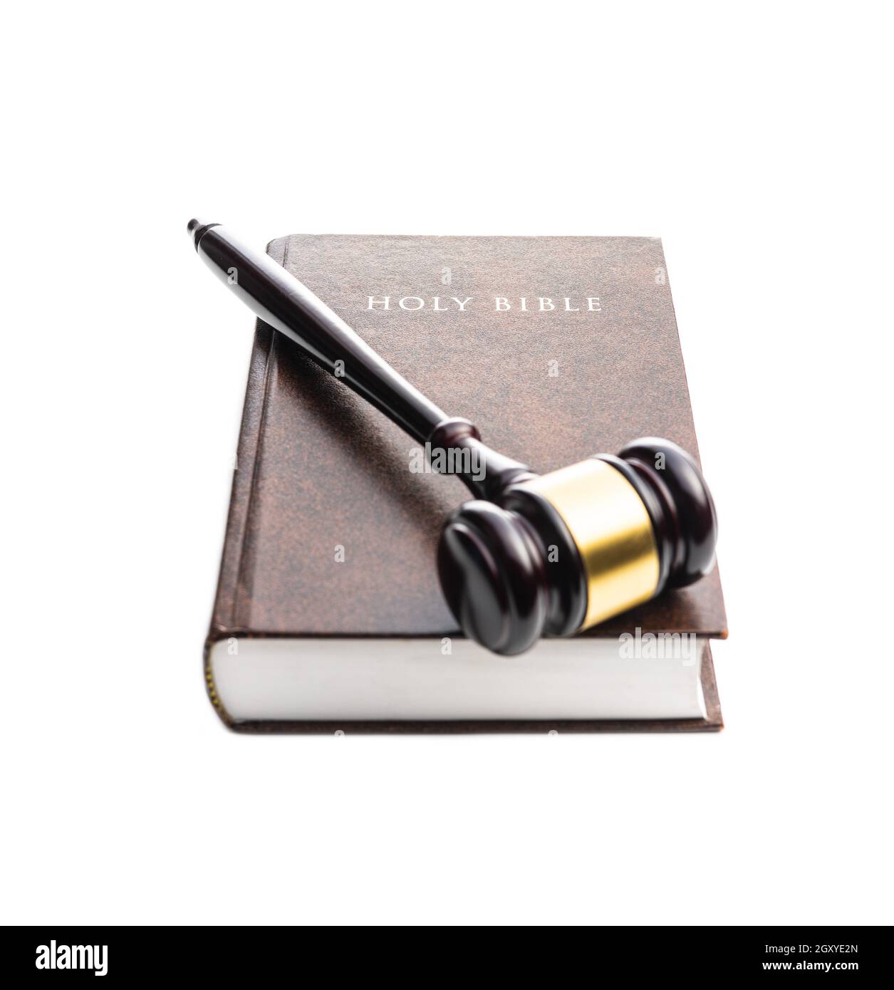 The holy bible and judge gavelvisolated on white backgorund Stock Photo ...