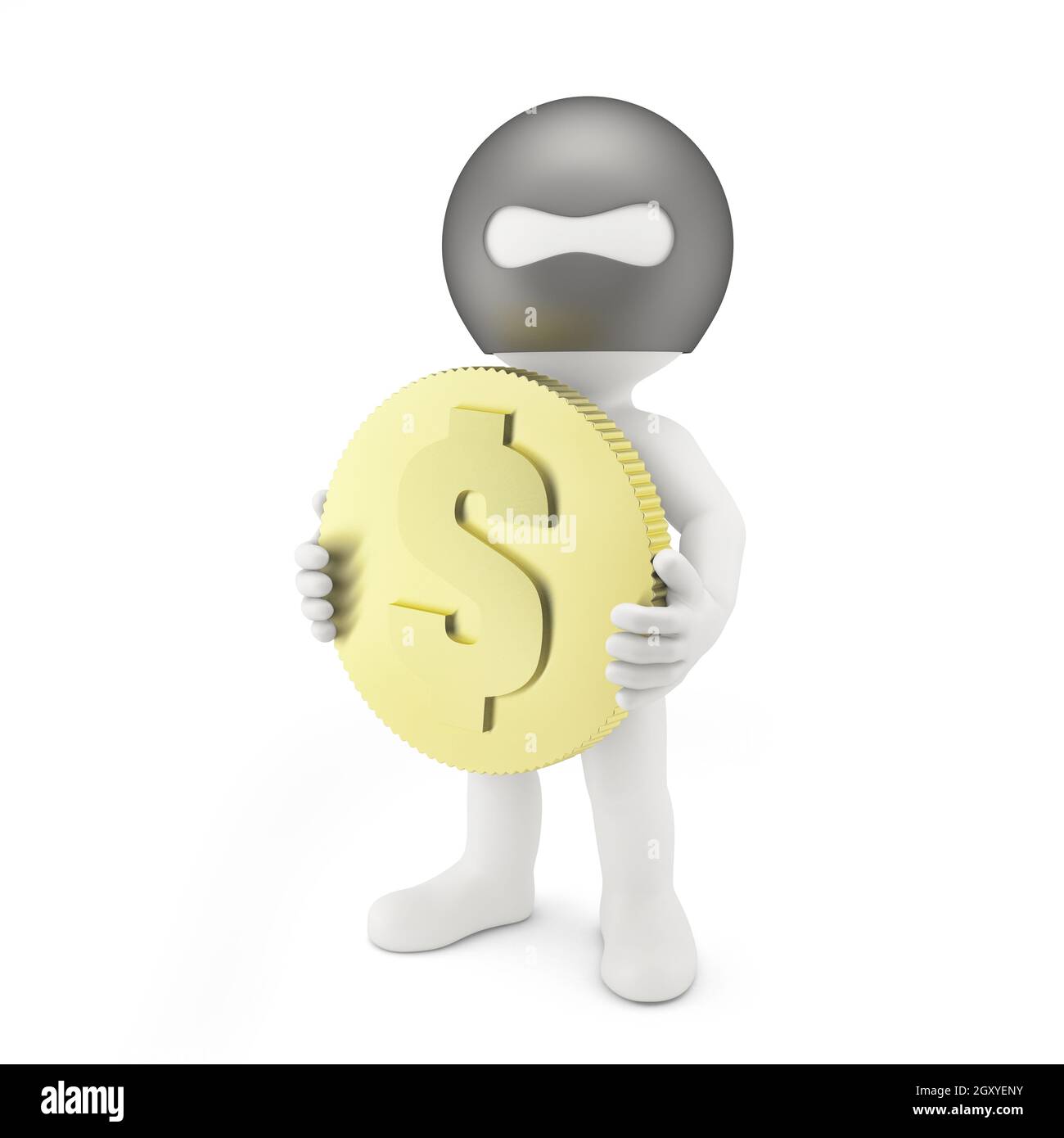 Thief with a dollar coin. Rendered over white background Stock Photo ...