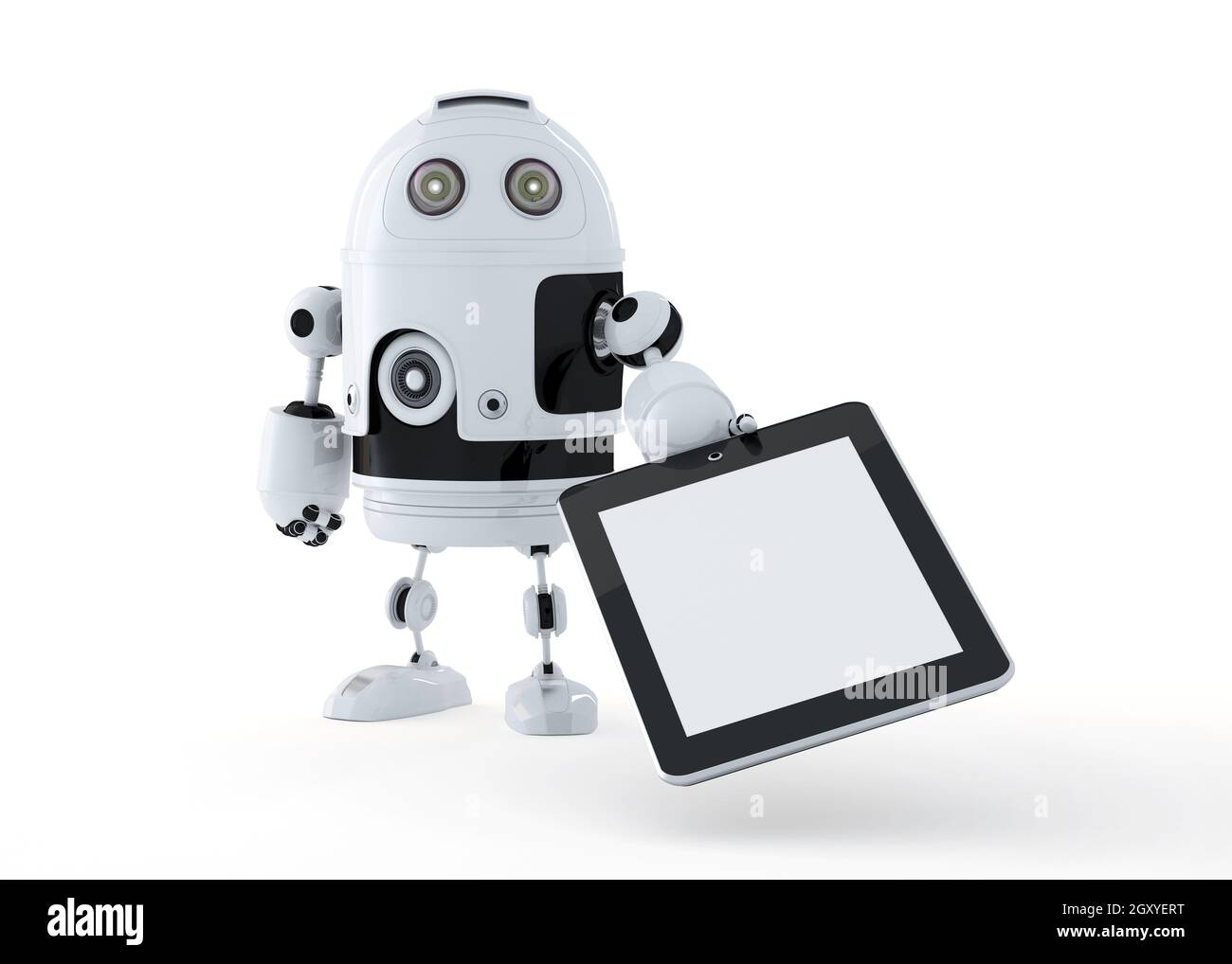 Robot hand computer touching screen Cut Out Stock Images & Pictures - Alamy