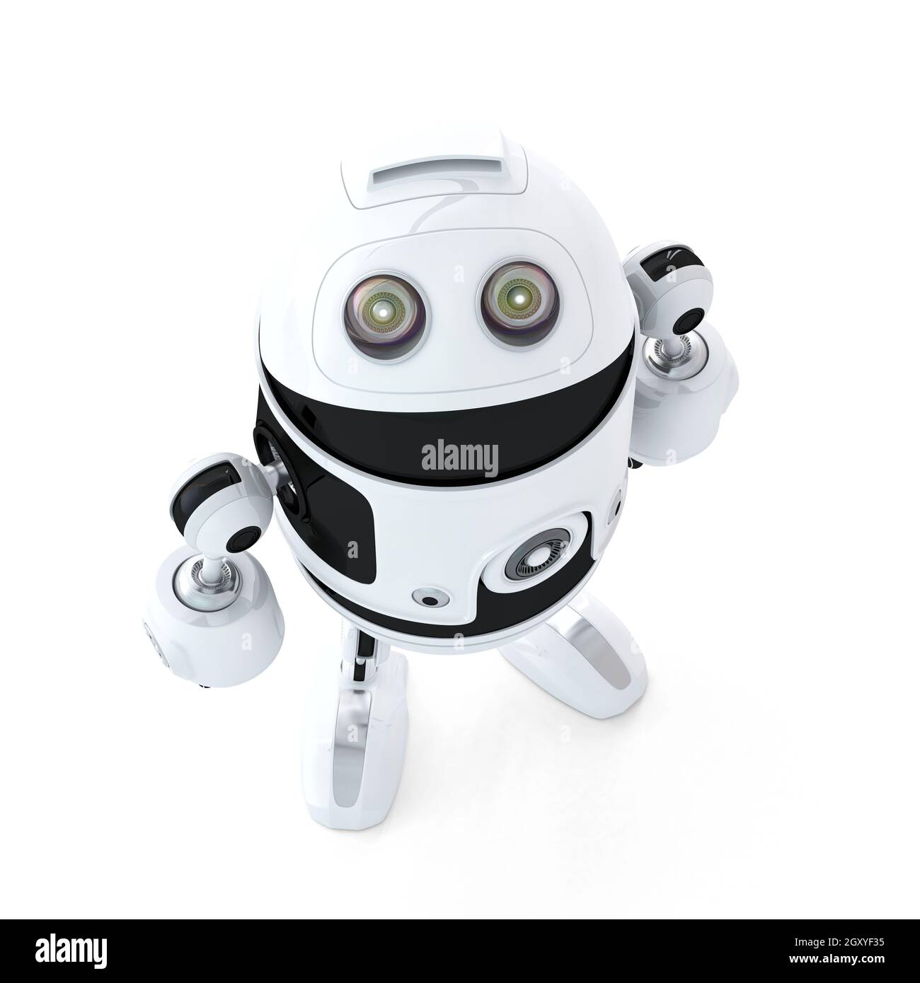 Android robot look up. Isolated on white background Stock Photo - Alamy