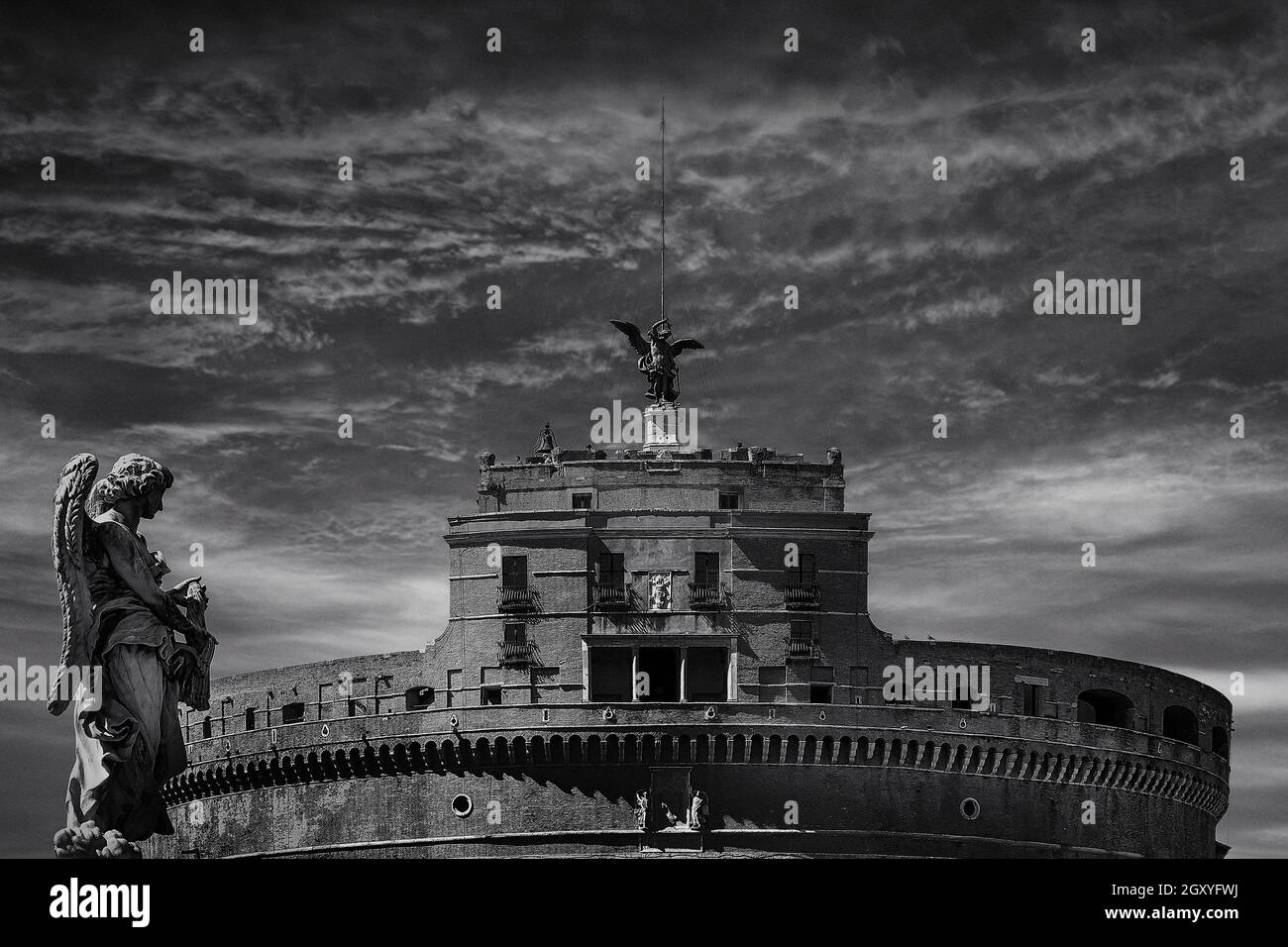 Sant'Angelo castle with angel statue on the side Stock Photo - Alamy