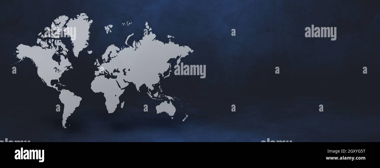 World map isolated on black wall background. 3D illustration ...