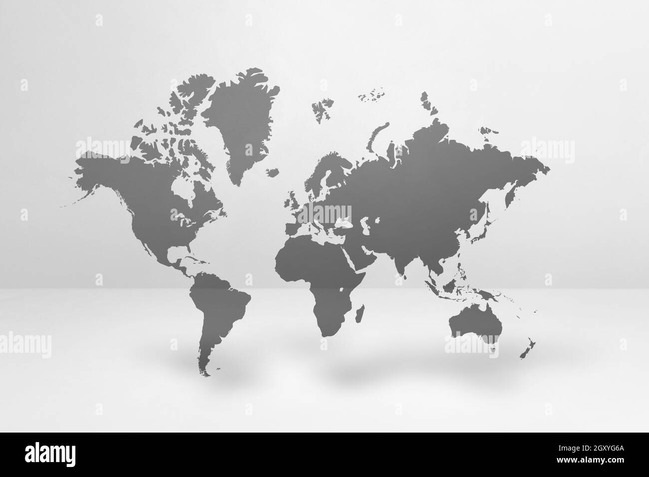 World map isolated on white wall background. 3D illustration Stock ...