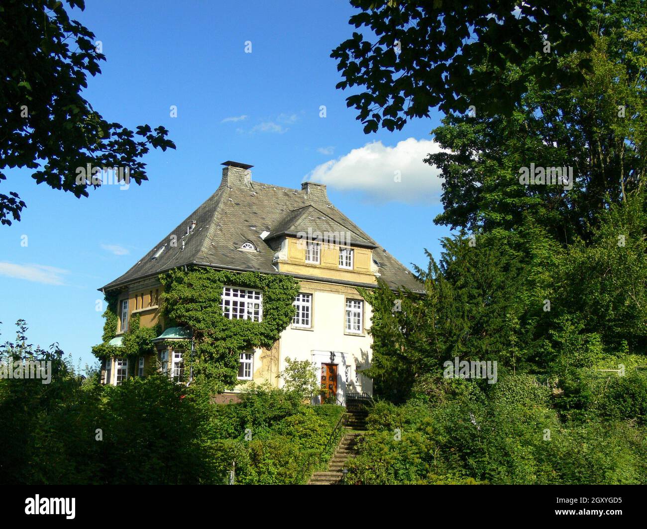 Large modern house in an idyllic landscape in central Germany Stock ...