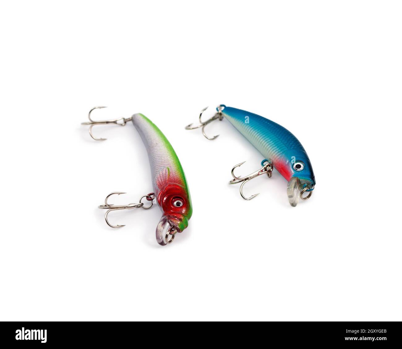 Fish fishing bait with hooks. Isolated on white background Stock Photo ...