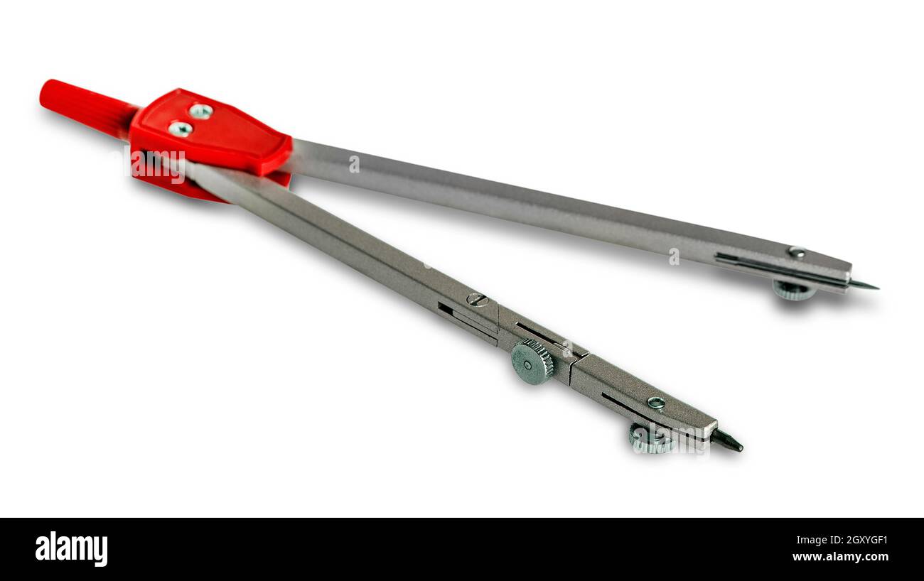 The close up drawing tools: compass isolated on white background Stock ...