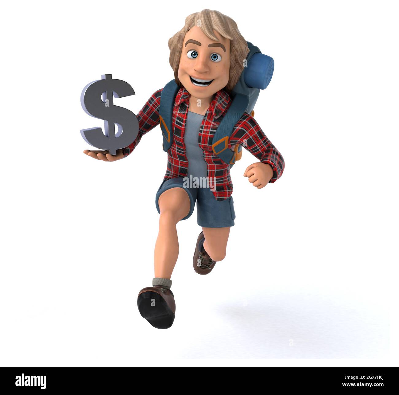 Fun backpacker cartoon guy Stock Photo - Alamy