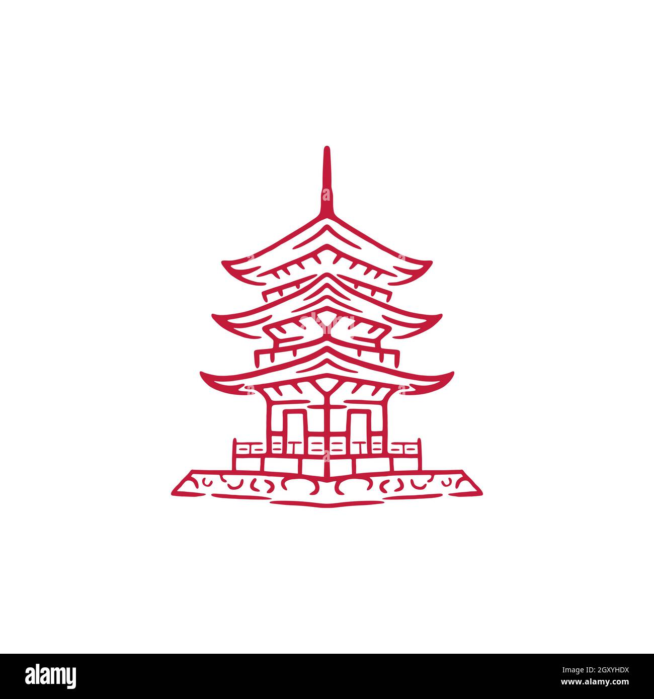 Vintage hand drawn Temple Logo design vector Illustration Stock Vector ...