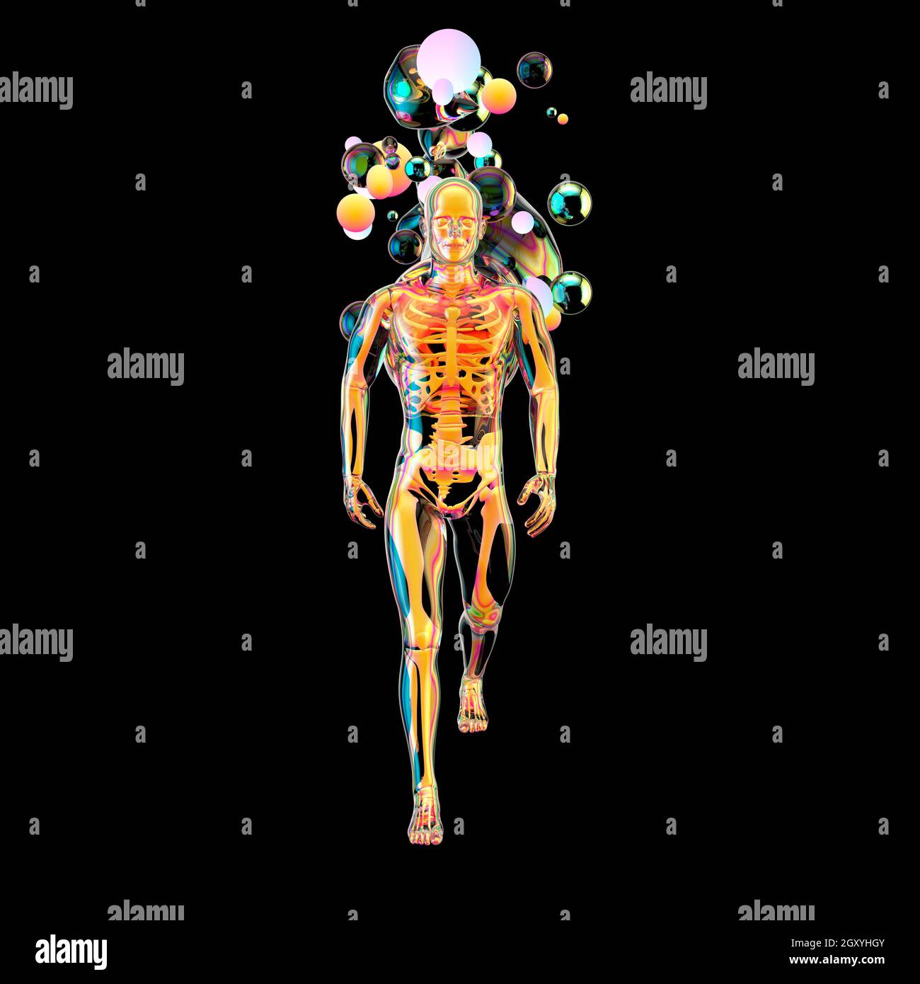 Creative abstract man walking with paint art Stock Photo - Alamy