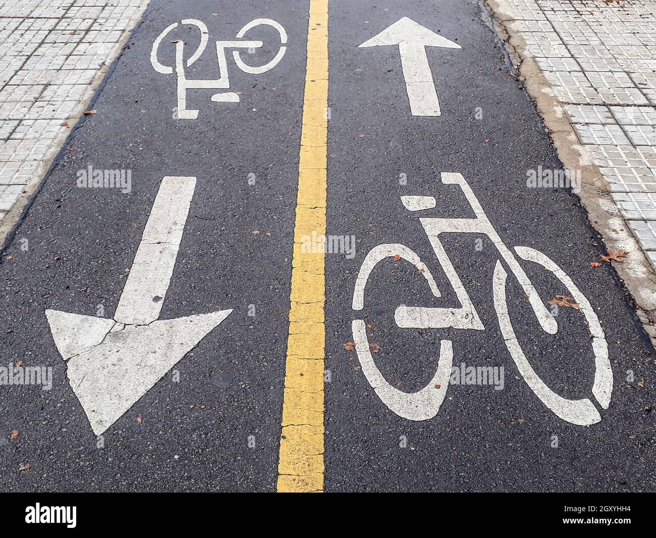 Top perspective view bicycle pass signal street view Stock Photo - Alamy