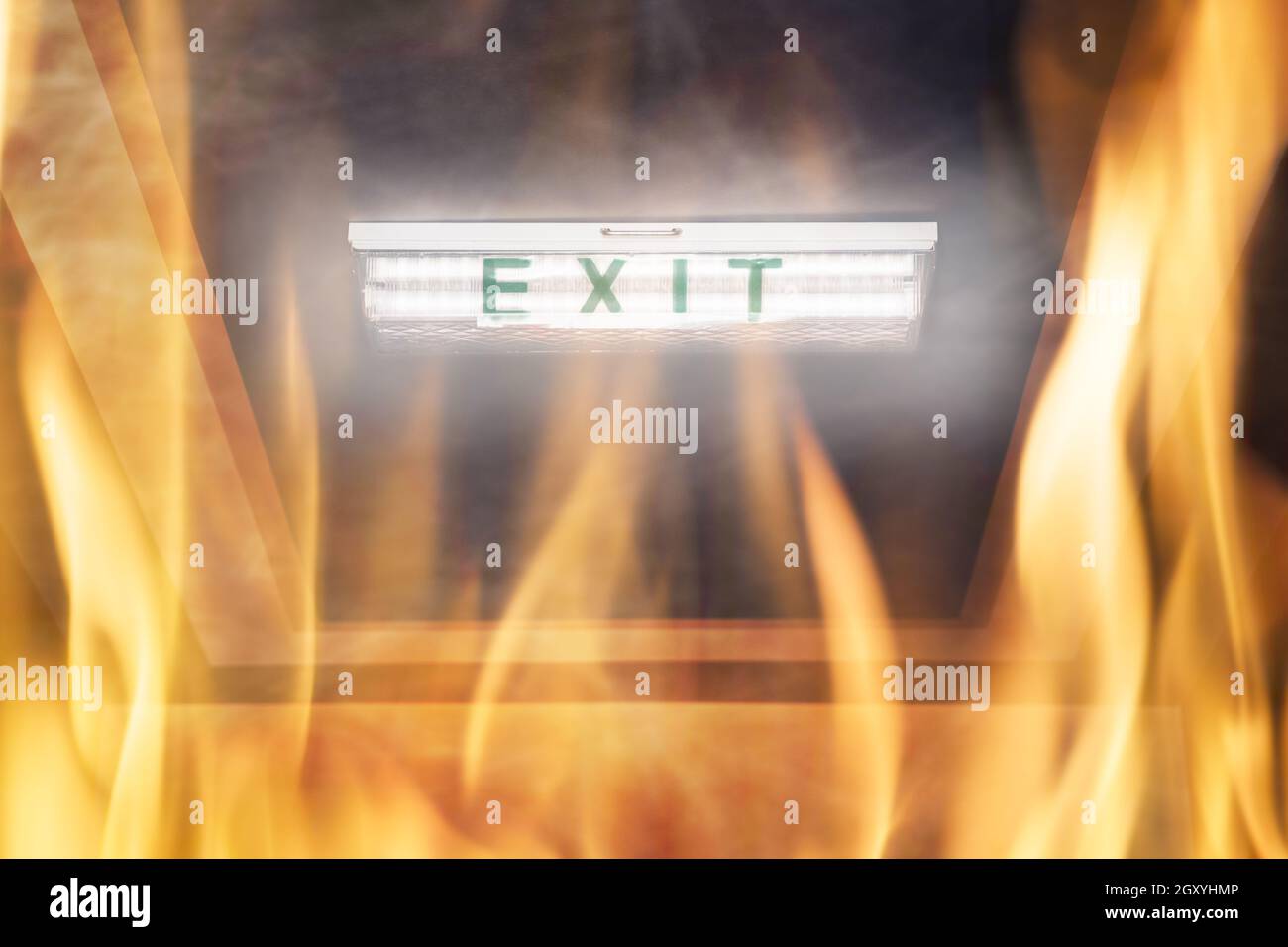 Fire Escape. Emergency Evacuation Exit Door Sign Stock Photo - Alamy