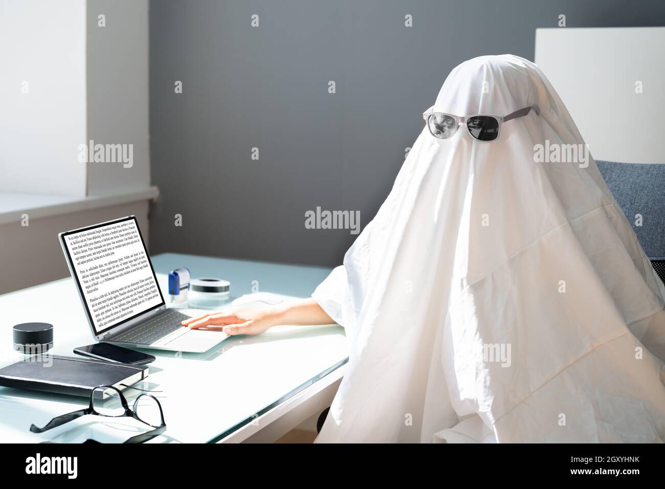 Ghostwriter Writing On Office Computer. Ghost Writer Using Laptop Stock ...