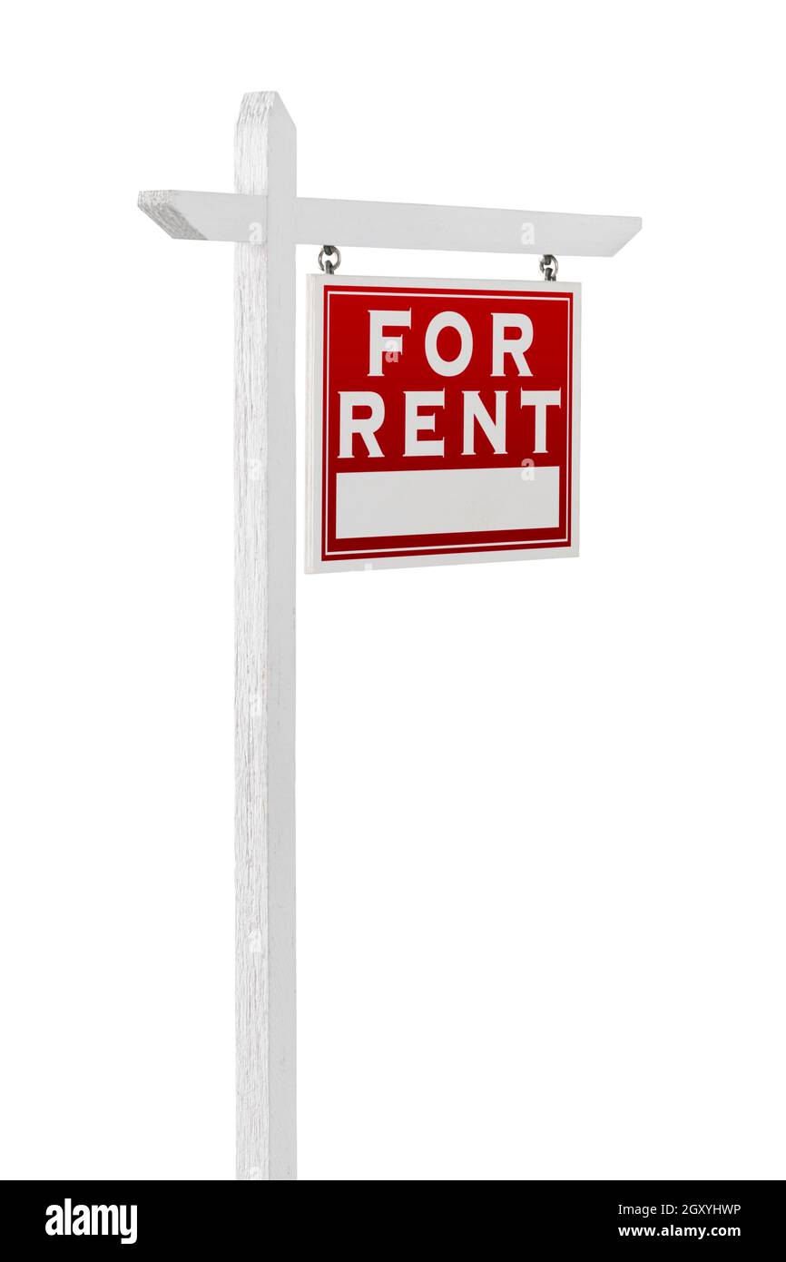 Right Facing For Rent Real Estate Sign Isolated on a White Background ...