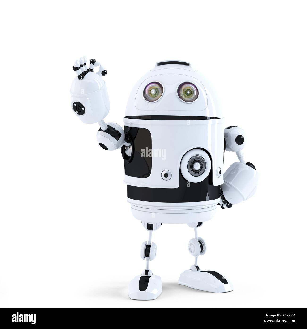 Android robot showing ok sign. Technology concept. Isolated Stock Photo ...
