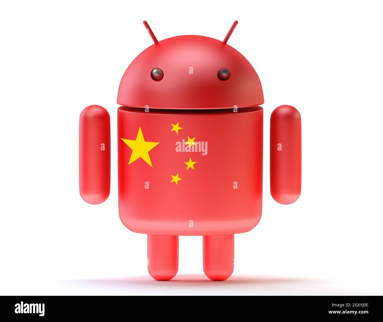 Android textured with flag of china. Technology concept. Isolated Stock ...