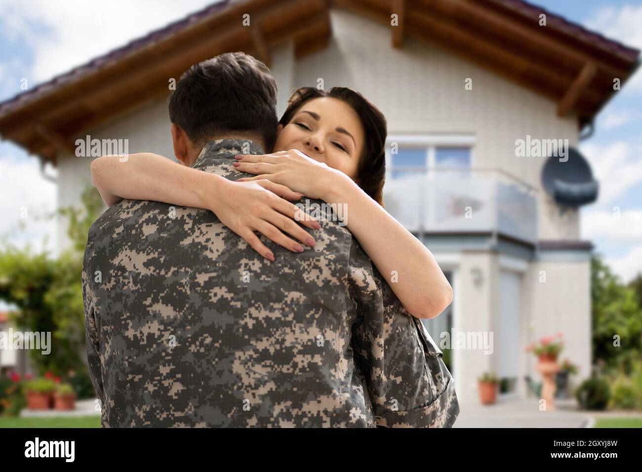 Military Officer Or Army Soldier. Happy Husband On Veterans Day Stock ...