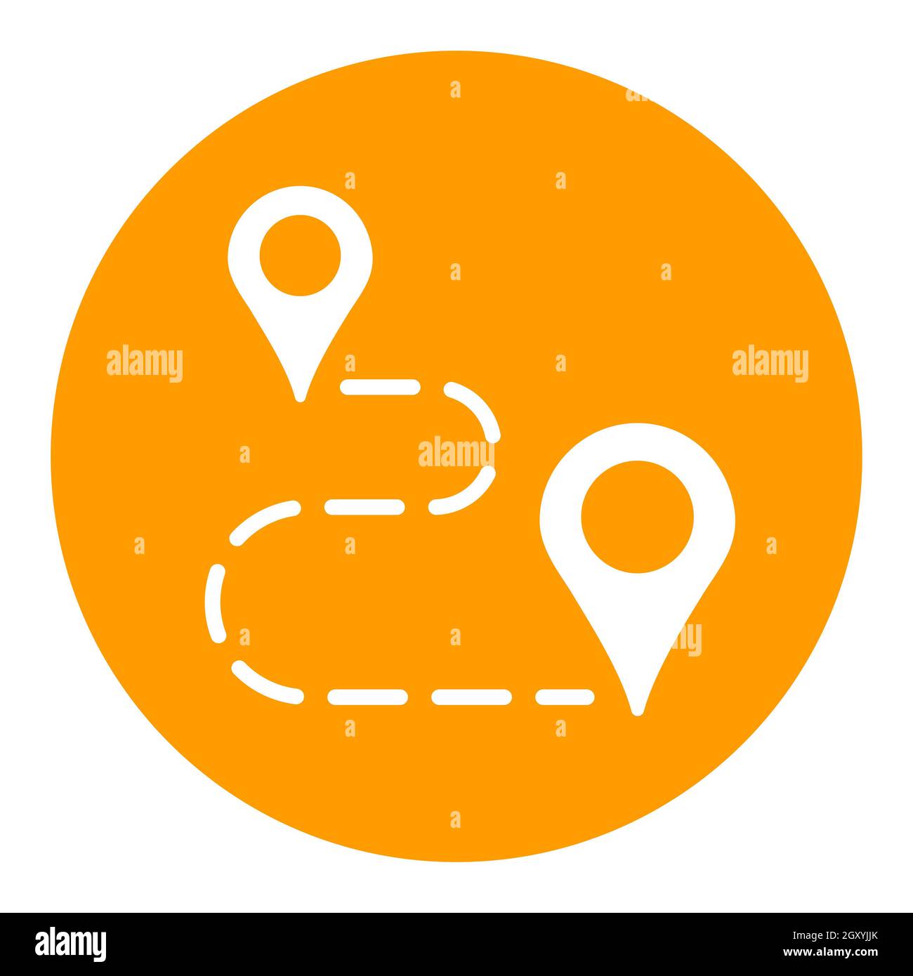 Route vector white glyph icon. Navigation sign. Graph symbol for travel ...