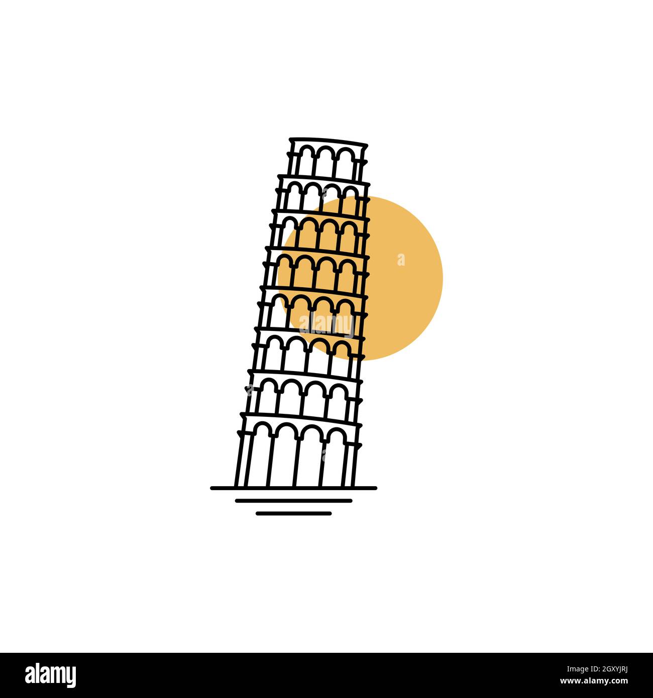 Pisa tower line art icon logo template vector illustration design ...