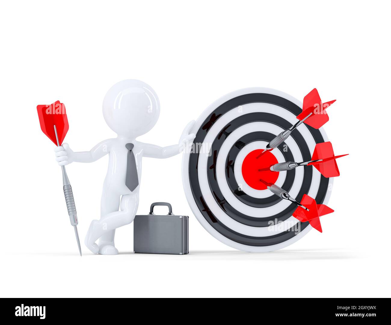 Businessman hold big archery target. Isolated on white background Stock ...