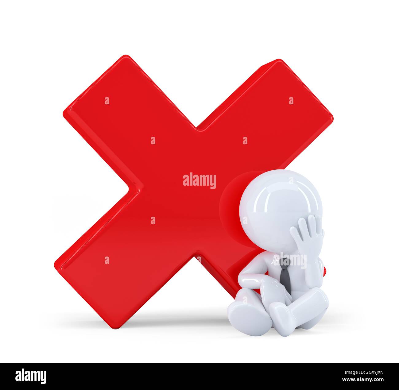 3D man with red check mark. Isolated on white background Stock Photo ...