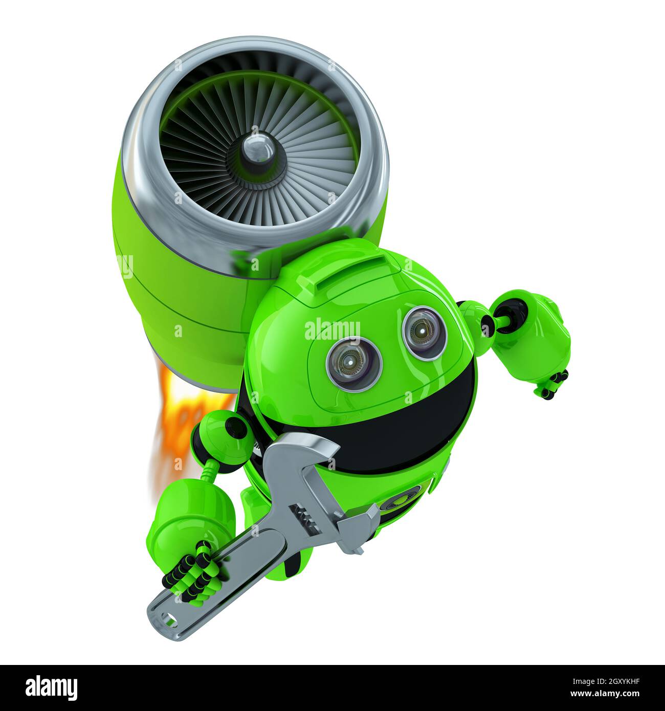 3d Robot mechanic with wrench. Technology concept. Isolated Stock Photo ...