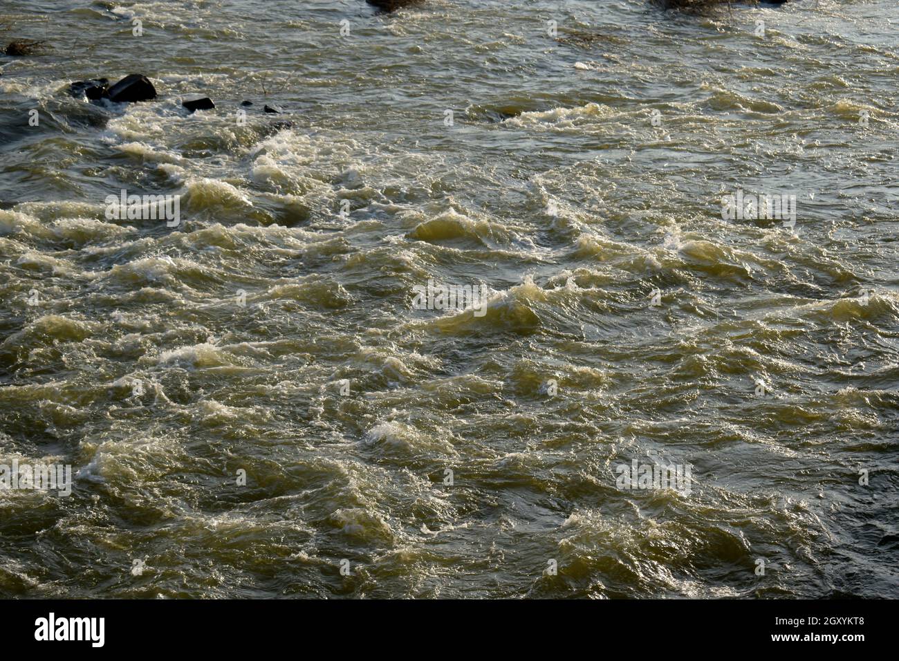 A closeup shot of dirty water flowing on a river Stock Photo - Alamy