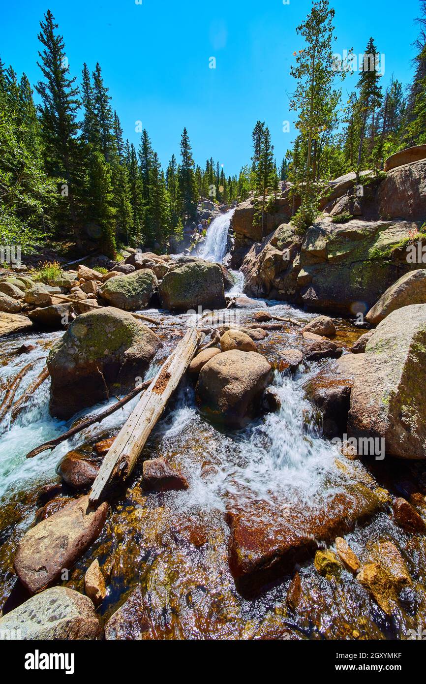 Detail of rapids river from waterfall and boulders Stock Photo - Alamy