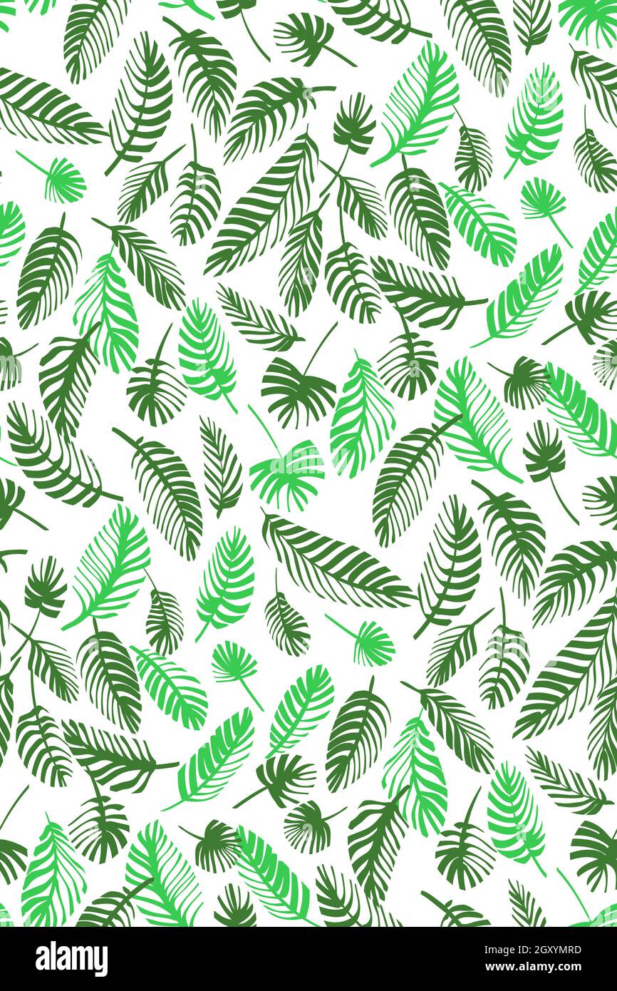 Tropical leaves seamless background pattern. Vector illustration,Palm ...