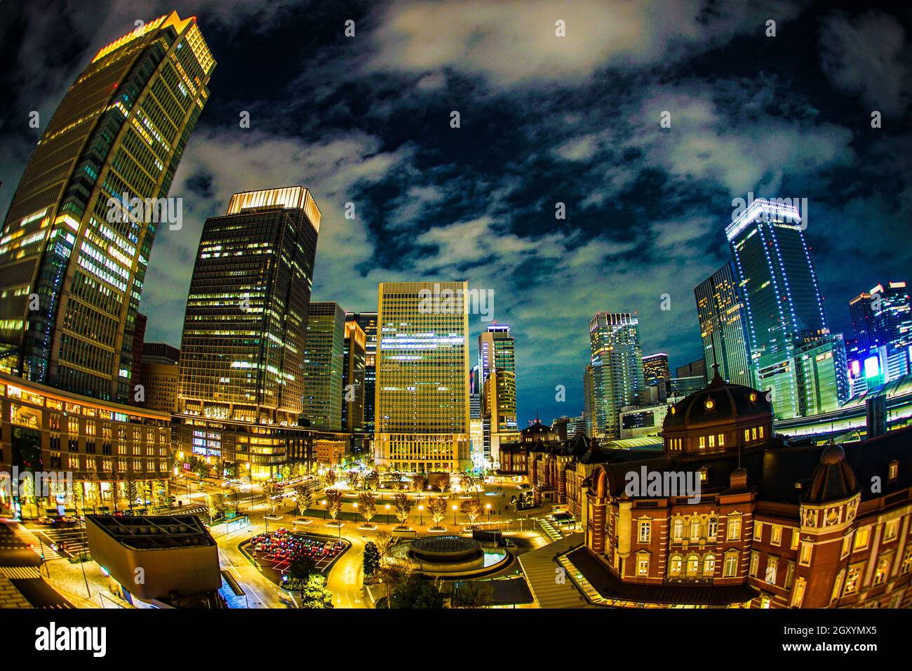 Tokyo Station and the business district which is visible from KITTE. Shooting Location: Tokyo ...