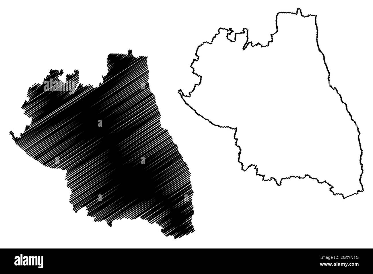 Kadapa district (Andhra Pradesh State, Republic of India) map vector ...