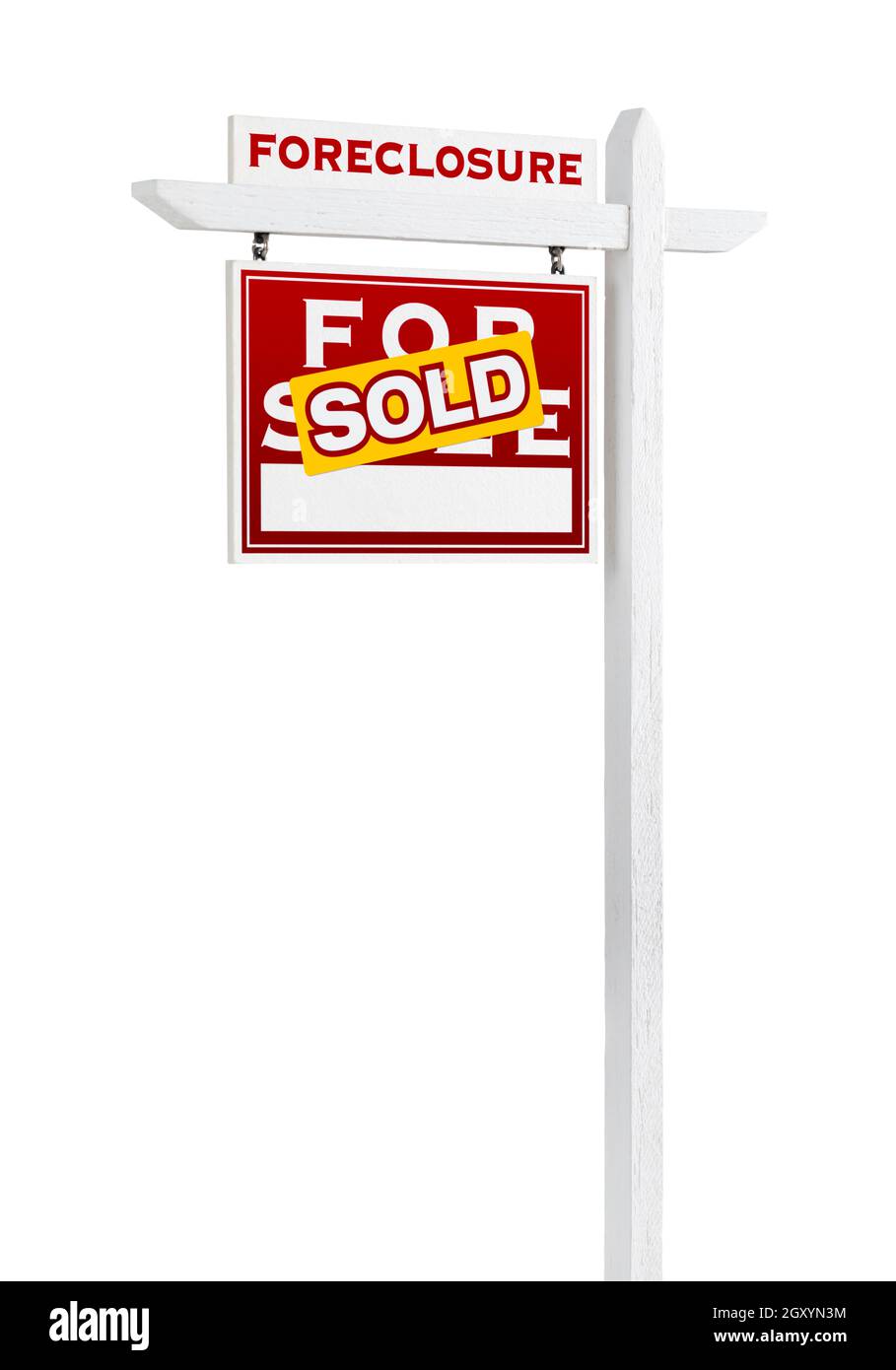 Left Facing Foreclosure Sold For Sale Real Estate Sign Isolated on ...
