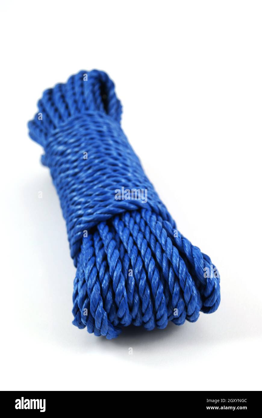 stock pictures of a coil and loop of blue rope Stock Photo - Alamy