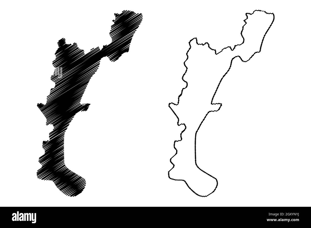Jiribam district (Manipur State, Republic of India) map vector ...