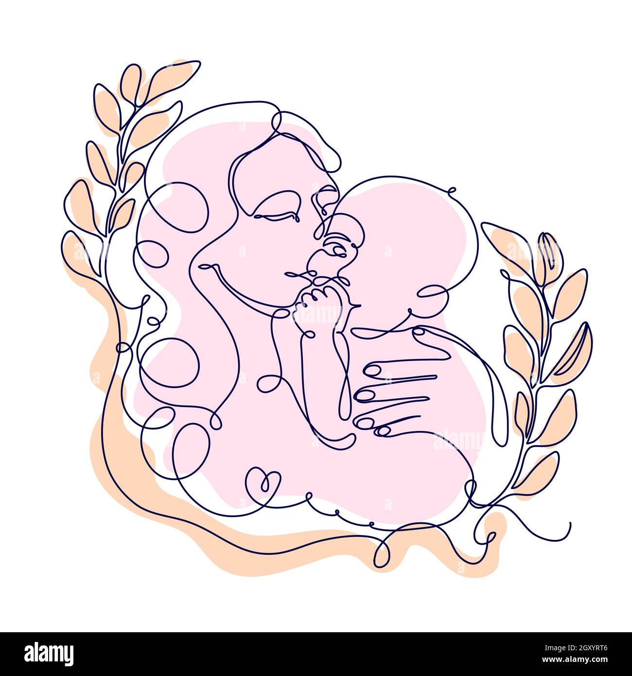 Mother holding baby, illustration of happy motherhood, childbirth ...