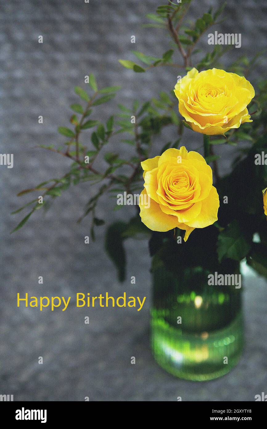 Happy Birthday Images With Yellow Roses
