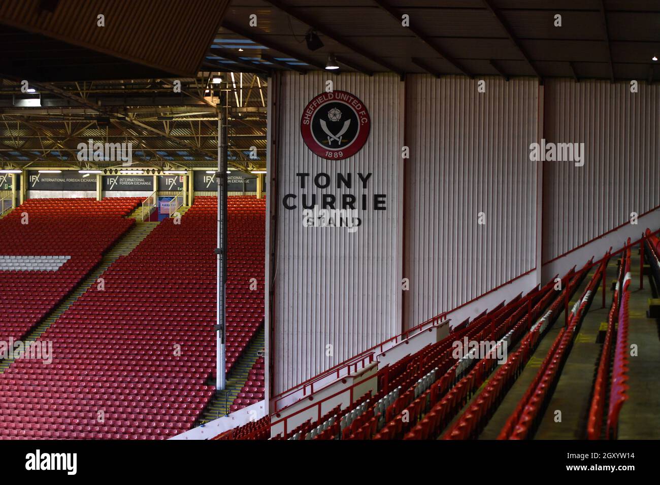 General view of the Tony Currie stand at Bramhall Lane Stock Photo - Alamy