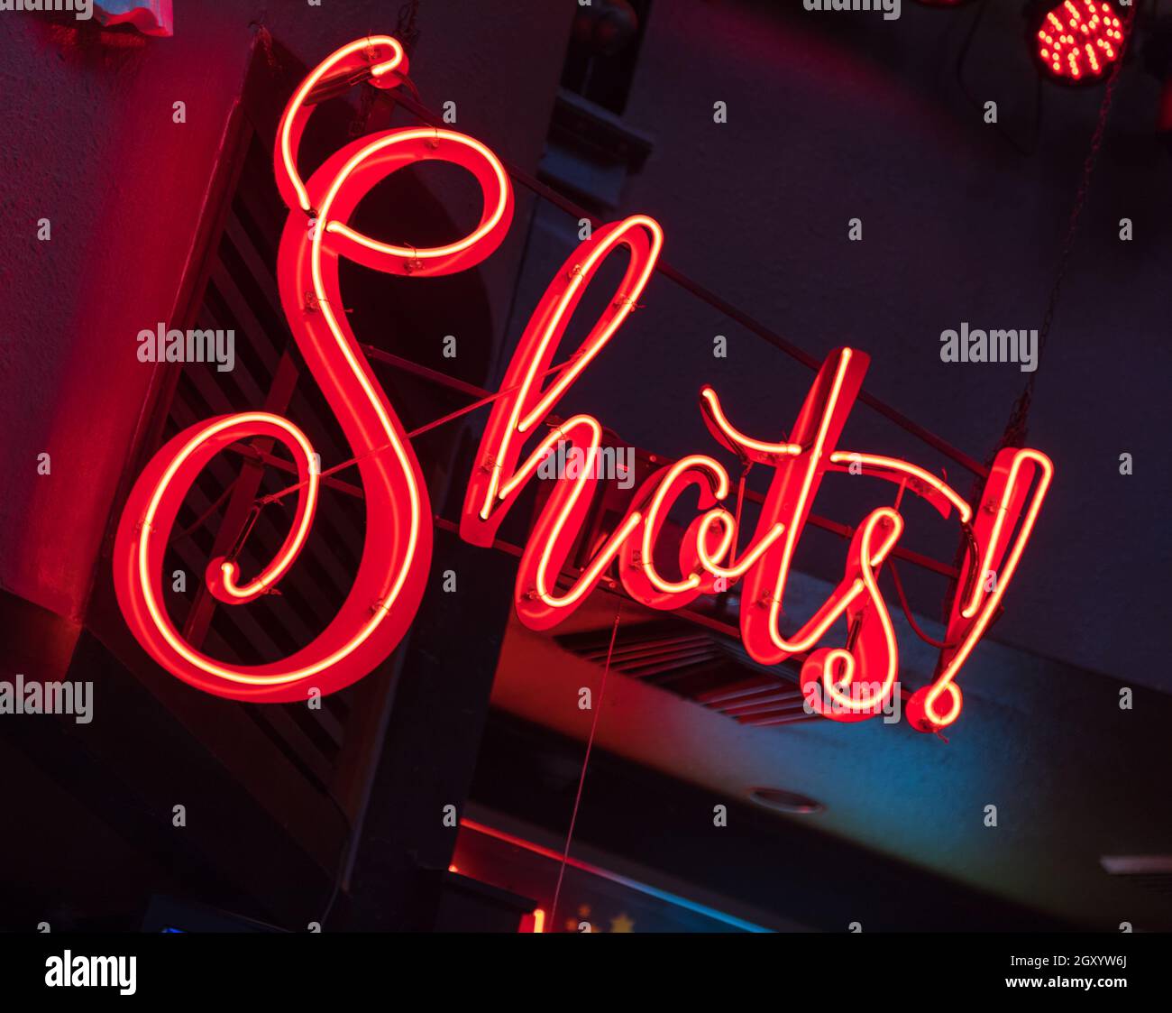 Bright Shots Neon Sign Stock Photo - Alamy
