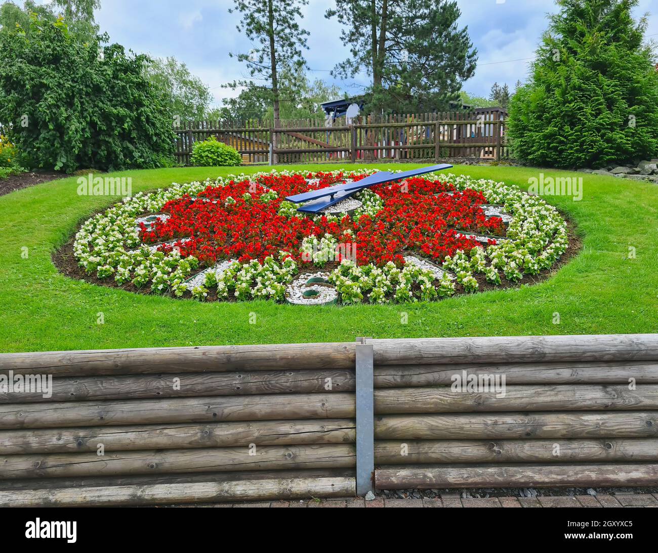 Large flower clock in a public park Stock Photo - Alamy