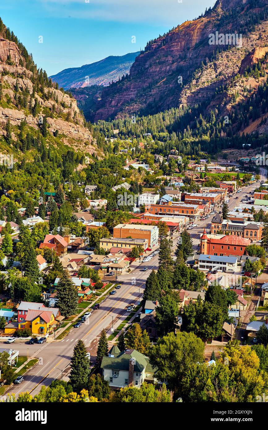 Cute small town of Ouray in Colorado tucked into mountains Stock Photo ...