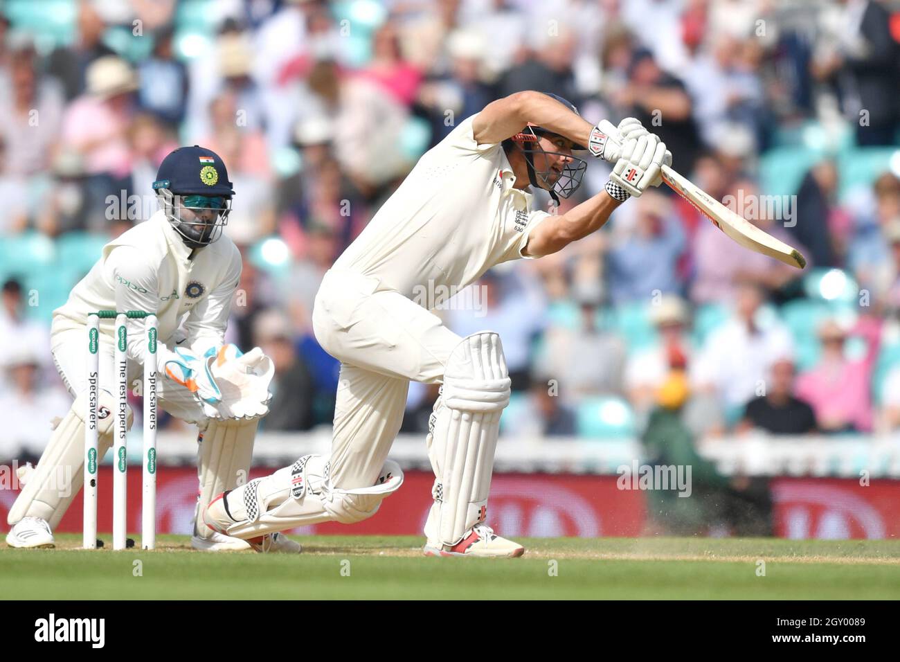 England’s Alastair Cook bats during his final test match at The Kia ...