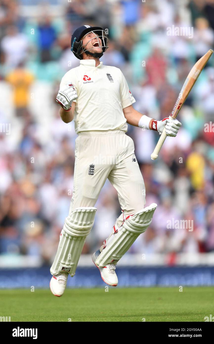England’s captain Joe Root celebrates scoring 100 not out during the ...