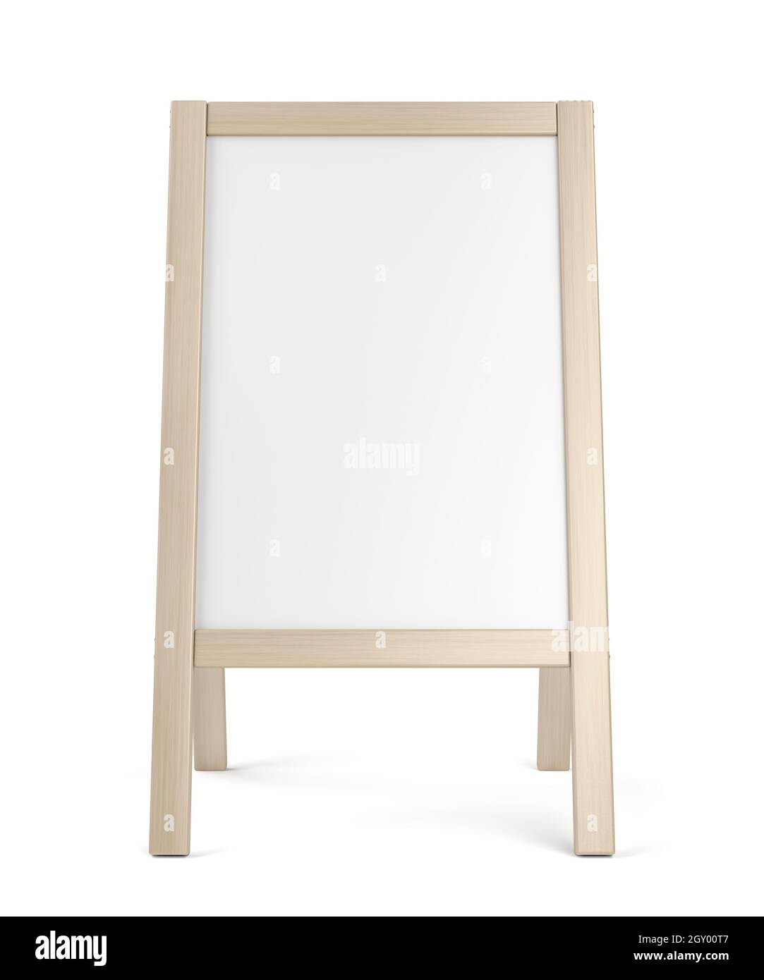 Blank advertising stand with wooden frame on white background Stock ...